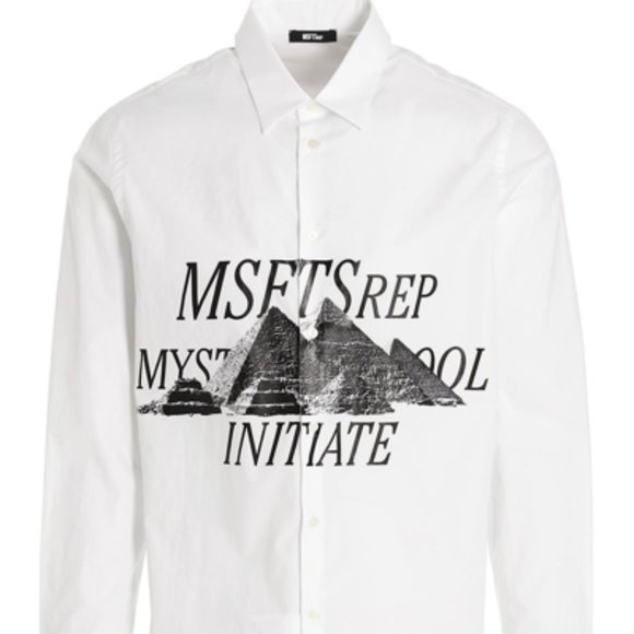MSFTSrep | Shirts | Msftsrep Mystery School Print Cotton Buttonup Shirt ...